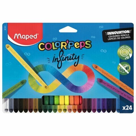 3 шт. Карандаши цветные монолитные MAPED "Infinity", набор 24 цвета, трехгранные, 861601