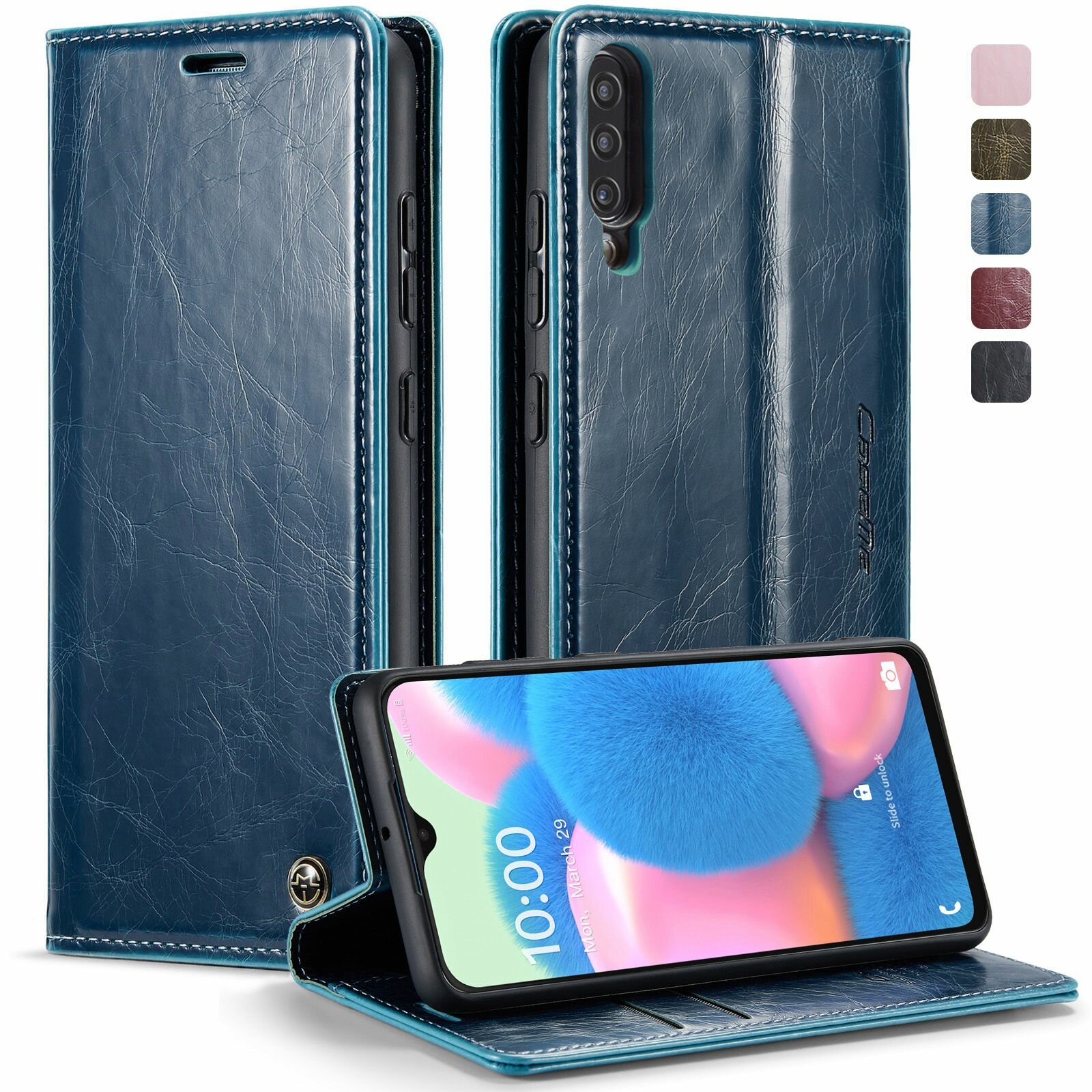 CaseMe Кожаный книжка чехол для Samsung Galaxy A30S / A50 / A50S / Самсунг A30S / A50 / A50S с визитницей из экокожи