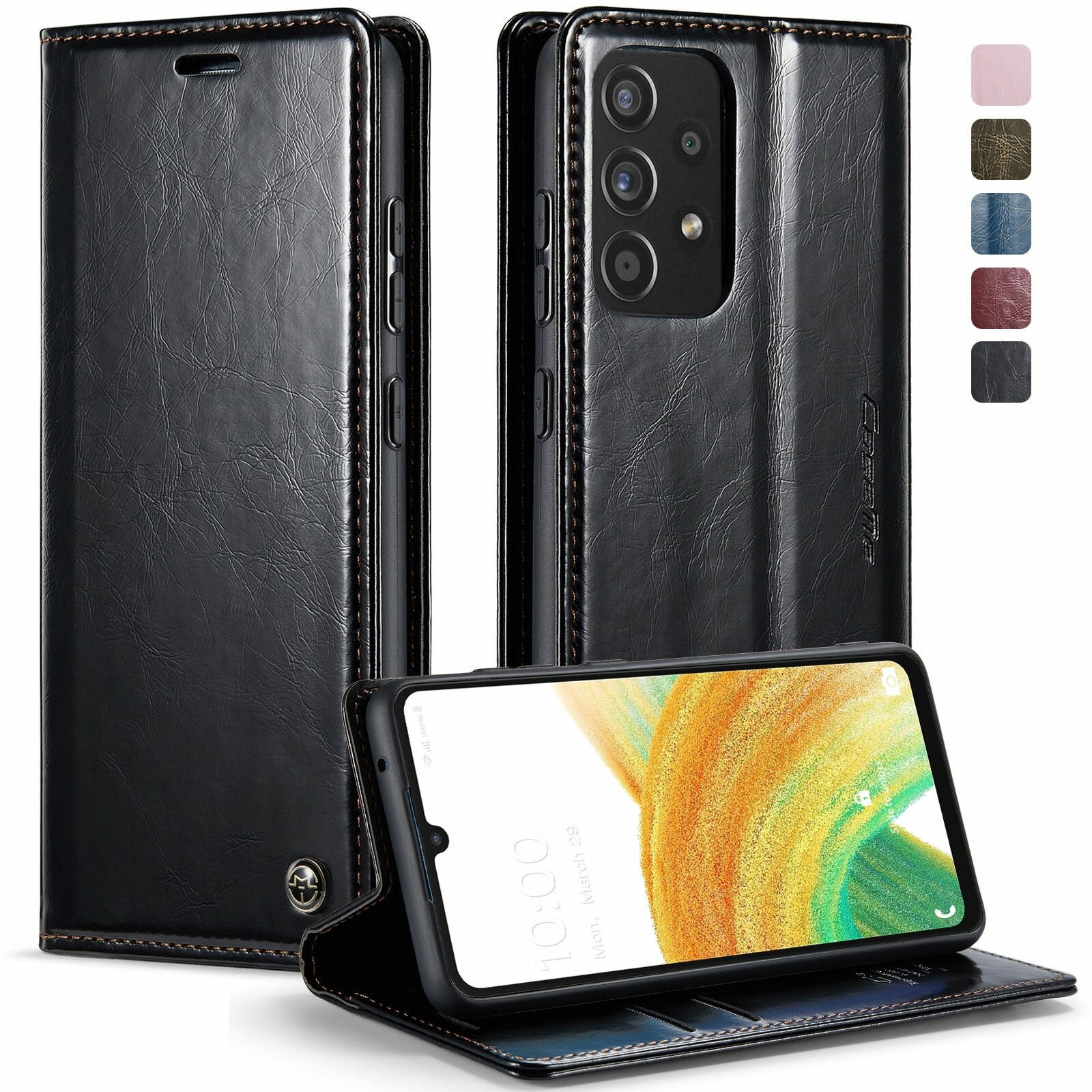 CaseMe Кожаный книжка чехол для Samsung Galaxy A33 5G / Самсунг A33 5G с визитницей из экокожи