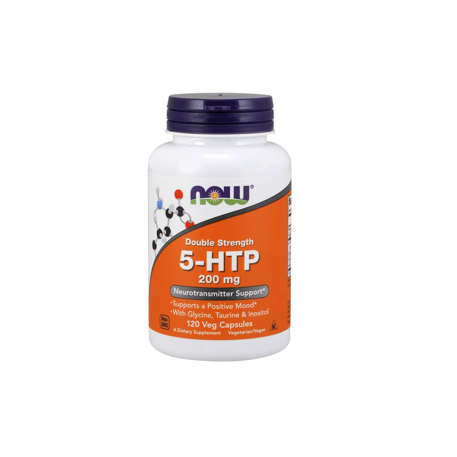 NOW Foods, 5-HTP, 5-гидрокситриптофан двойной в капсулах, 200 мг, 120 шт.