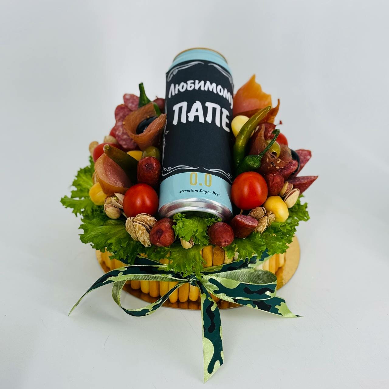 Подарок папе. Бенто торт колбасный мясной халяль