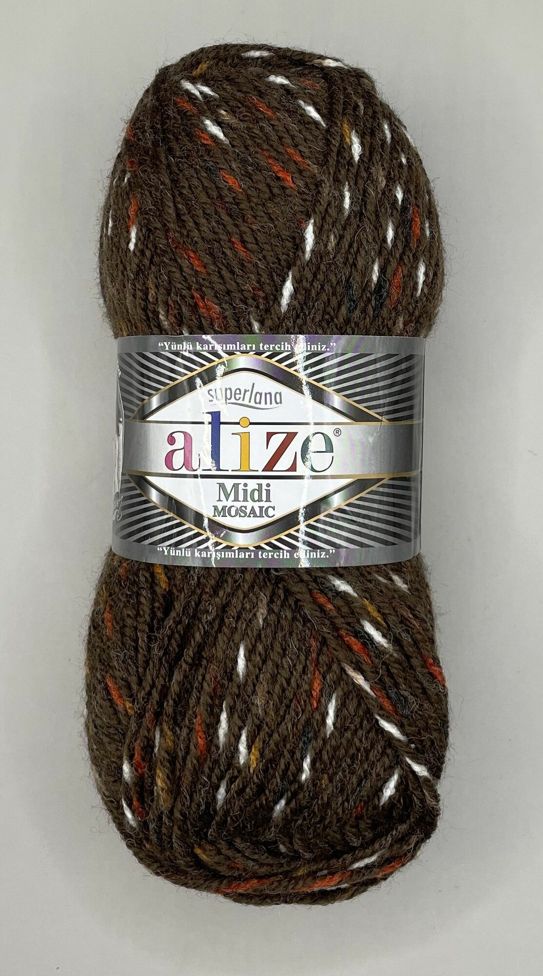 Пряжа Alize Midi MOSAIC, 5052(коричневый),25% шерсть,75% акрил ,100 г-170 м ,3шт.