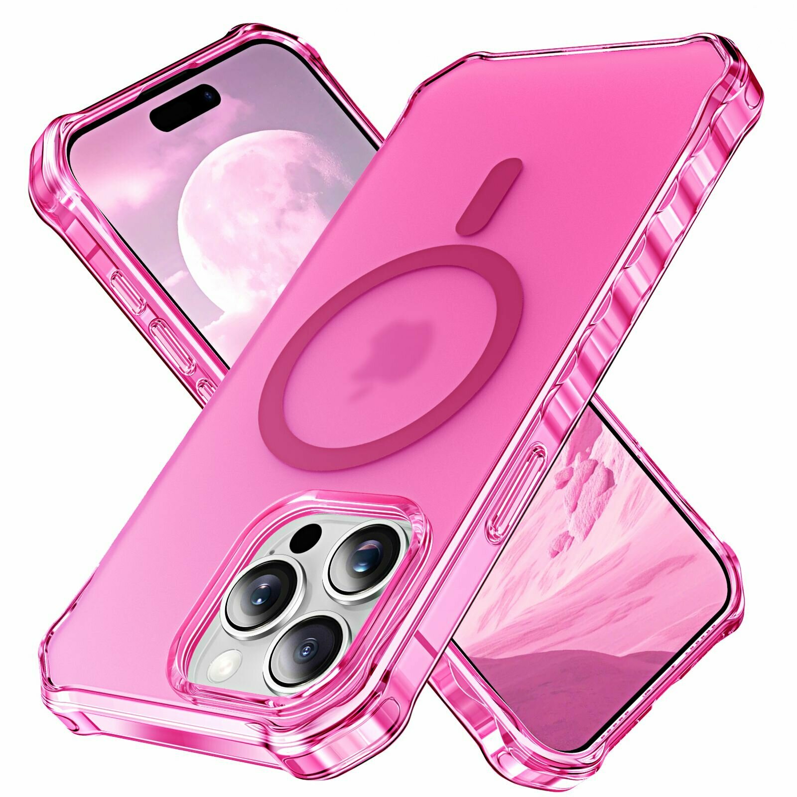 Чехол для iPhone 15 Pro противоударный с поддержкой MagSafe ClearVision Pink Floss