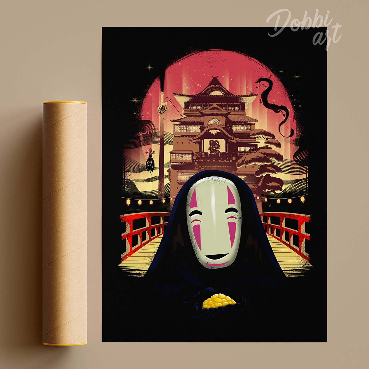 Постер Унесенные призраками 30х40 см без рамы/ Хаяо Миядзаки аниме/ Тихиро Spirited away/ Каонаси Безликий Бог/ Аниме, манга/ Постер для интерьера/ Декор на стену/ Постер для дома, офиса/ Плакат интерьерный/ Плакат Аниме/ Подарок парню/ Подарок девушке