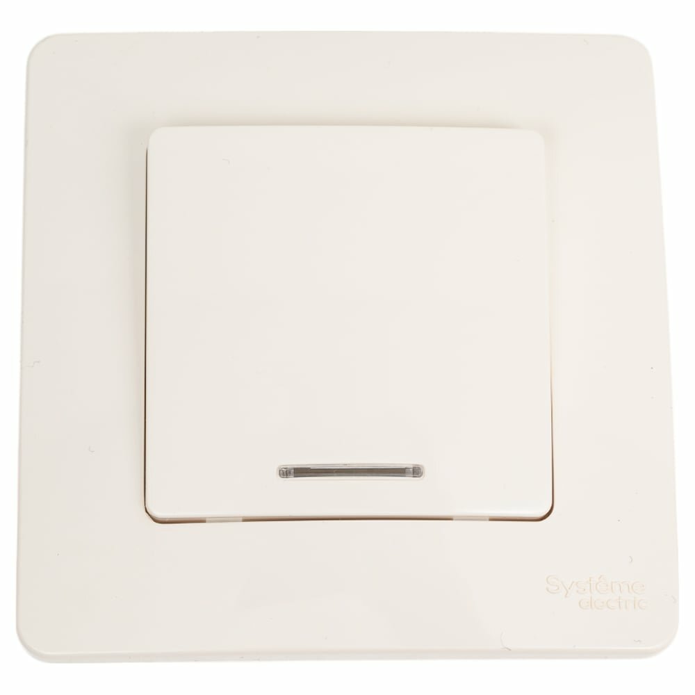 1-клавишный выключатель с подсветкой Systeme Electric BLANCA скрытой установки, 6А, 250B, молочный BLNVS006112
