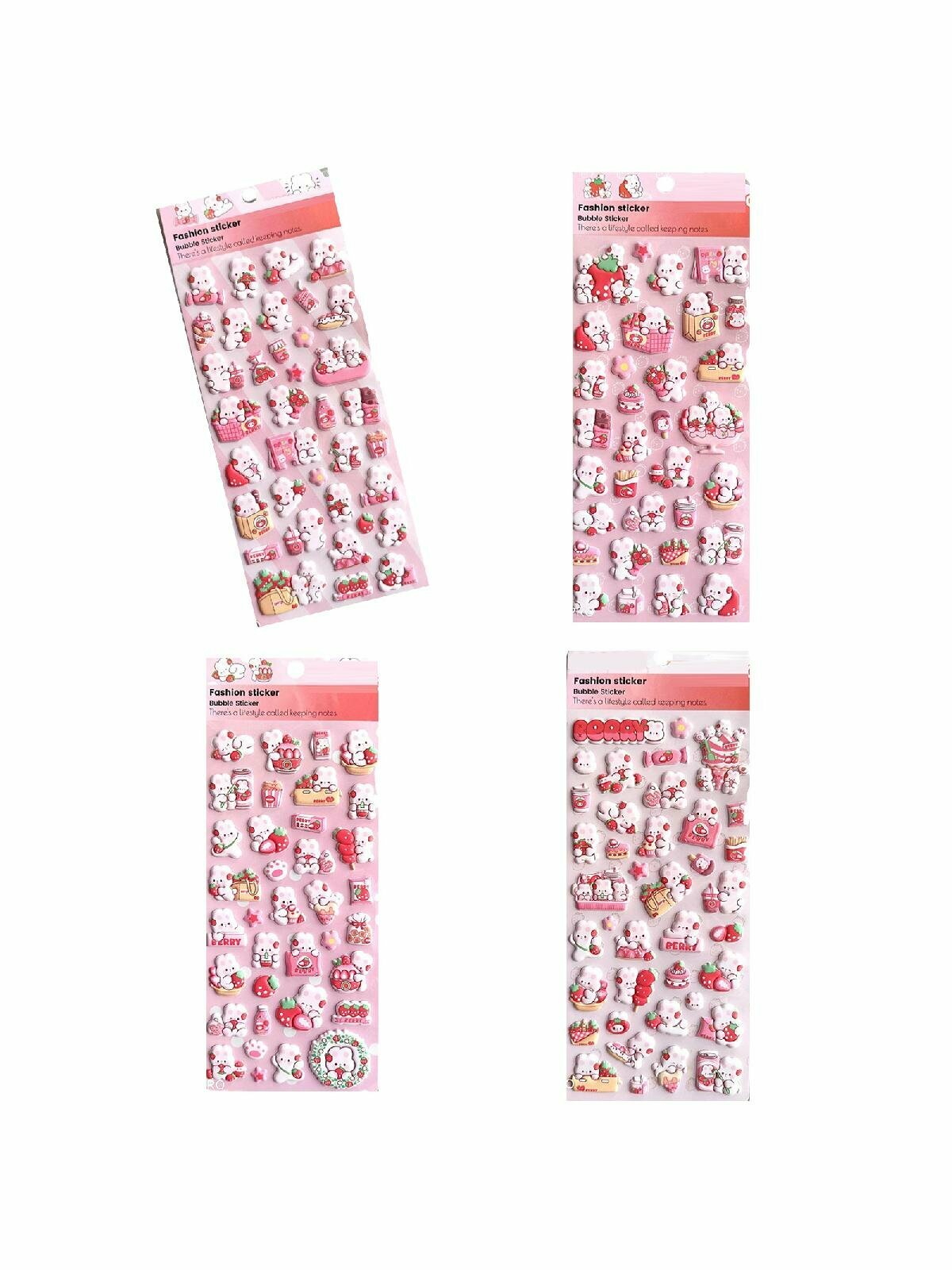 Трехмерная наклейка для детского мультфильма "Розовый клубничный зайчик" из 3D-пены