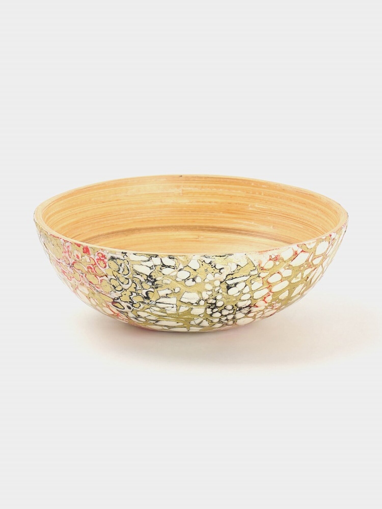 Миска сервировочная с узором, 15×15×5.5 см, бамбук, цвет бежевый