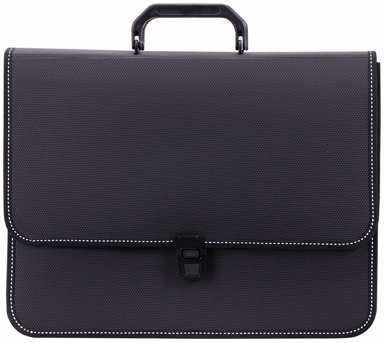 Папка-портфель пластиковая BRAUBERG "консул" А4 (370х280х120 мм), 2 отделения, фактура "бисер", черная, 223079