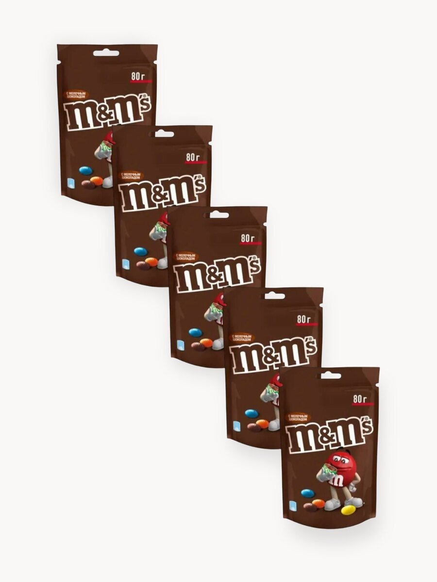 Конфеты M&M's драже с молочным шоколадом, 5 упаковок по 80 гр