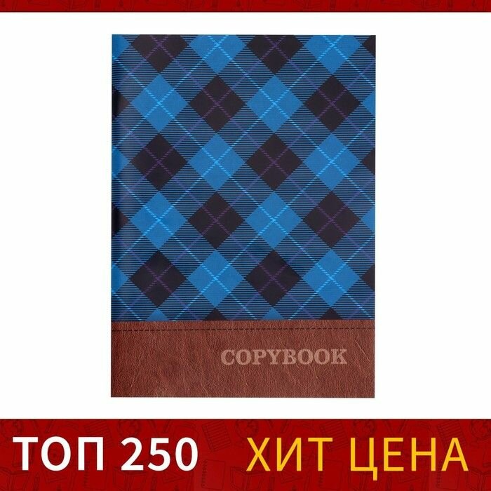 Тетрадь Calligrata "Синяя шотландка", А4, 96 серых листов в клетку, обложка мелованный картон, белизна 75%