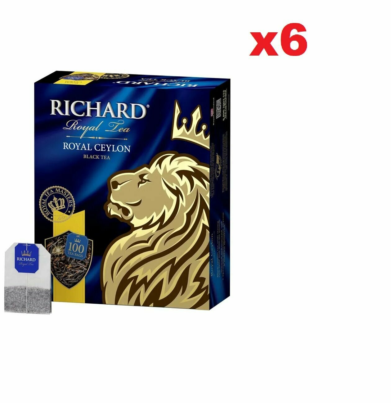 Чай черный "Richard Royal Ceylon" Насыщенный вкус 100 пакетиков 6 упаковок