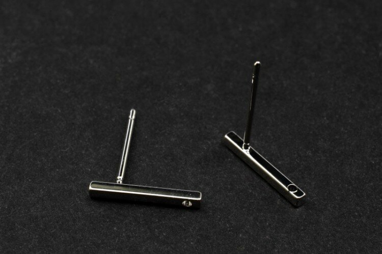 Гвоздики основы для серег 12х1,5х14мм, отверстие 0,7мм, штифт 0,9мм, цвет платина, латунь, 21-308, 1 пара