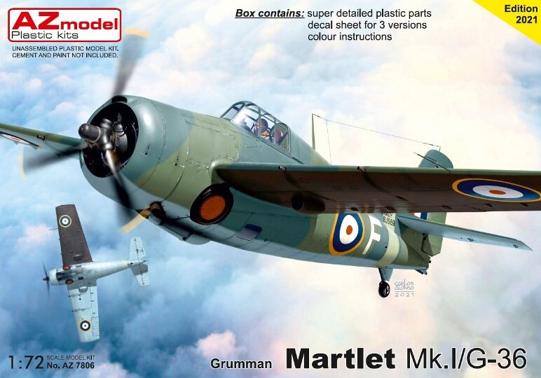 7806 AZmodel Самолёт Martlet Mk. I/G-36 1/72