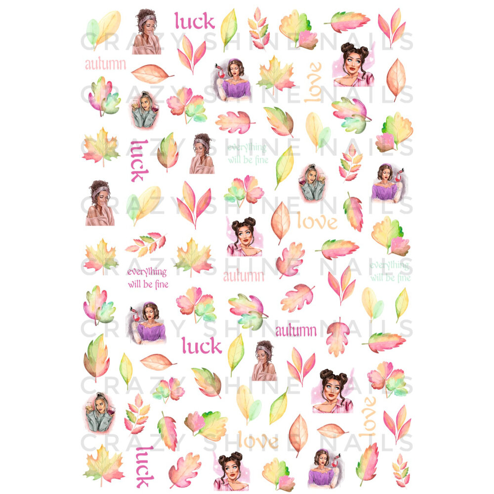 Слайдер-дизайн Crazy Shine Nails mini №1213 Осенний градиент Осенняя коллекция для дизайна ногтей