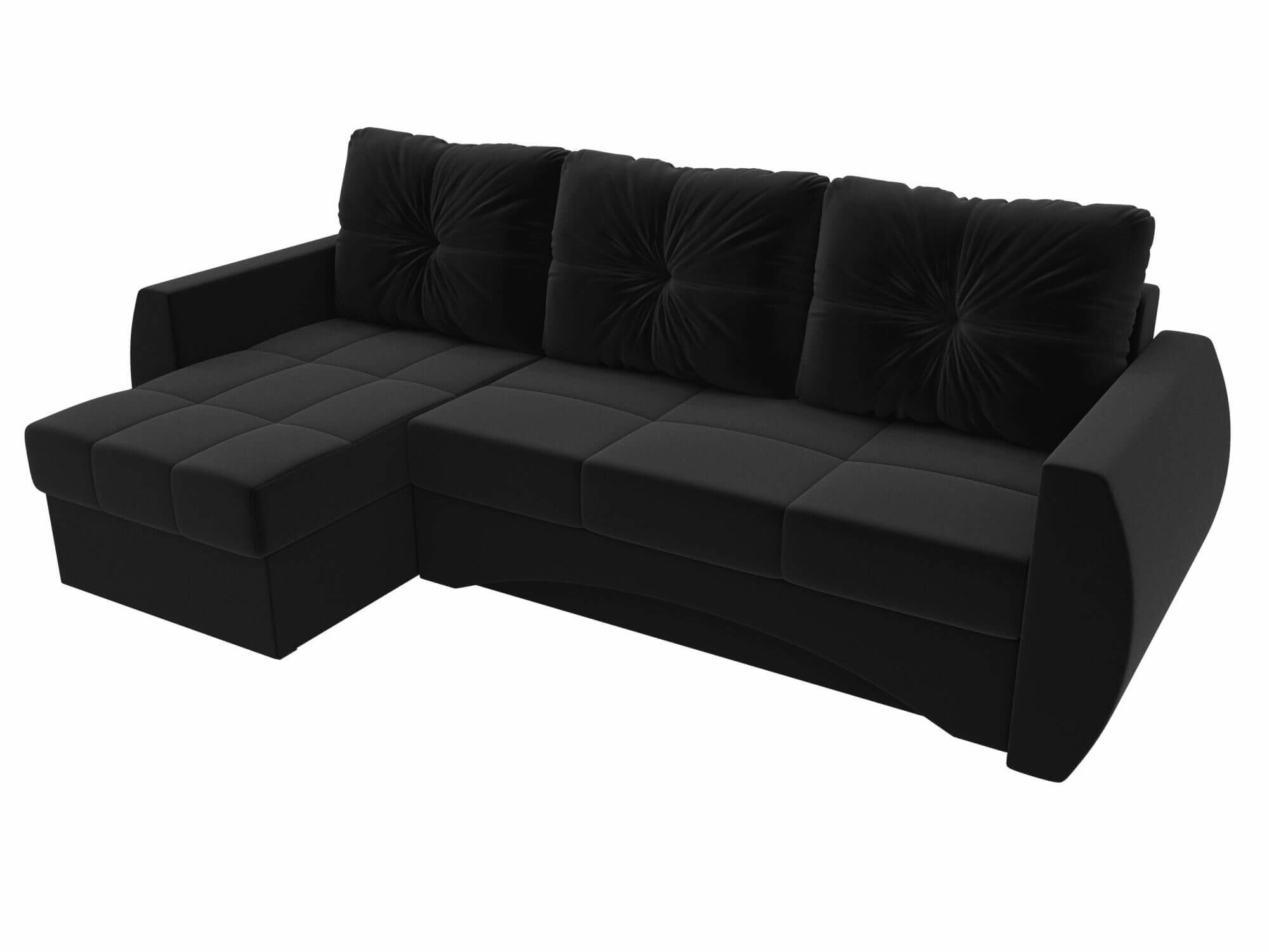 Artum Угловой диван Сатурн микровельвет черный левый