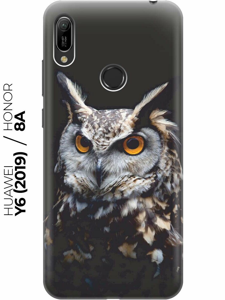 Чехол - накладка ArtColor для Huawei Y6 (2019) / Honor 8A / Honor 8A Pro с принтом "Сова на темном фоне"