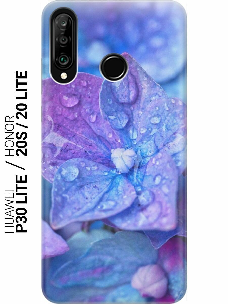 Ультратонкий силиконовый чехол-накладка для Huawei P30 Lite, Honor 20S, Honor 20 Lite с принтом "Голубой цветочек"