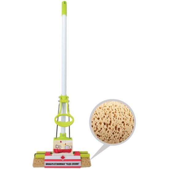 Швабра губчатая с отжимом Home Queen Чудо-спонж 27 см с МОПом в ассортименте