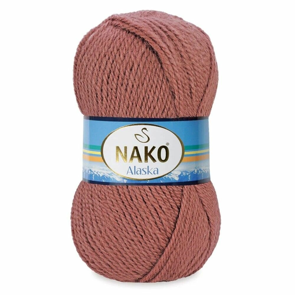 Пряжа ALASKA (Nako), красная глина - 4232, 5% мохер, 15% шерсть, 80% акрил, 5 мотков, 100 г, 200 м.