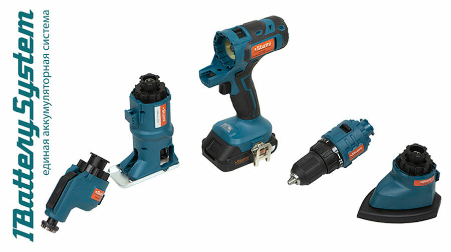 Мультитул аккумуляторный Sturm! CMT1801 18 В 1BatterySystem дрель, лобзик, реноватор, шлифмаш, 2 Ач, кейс