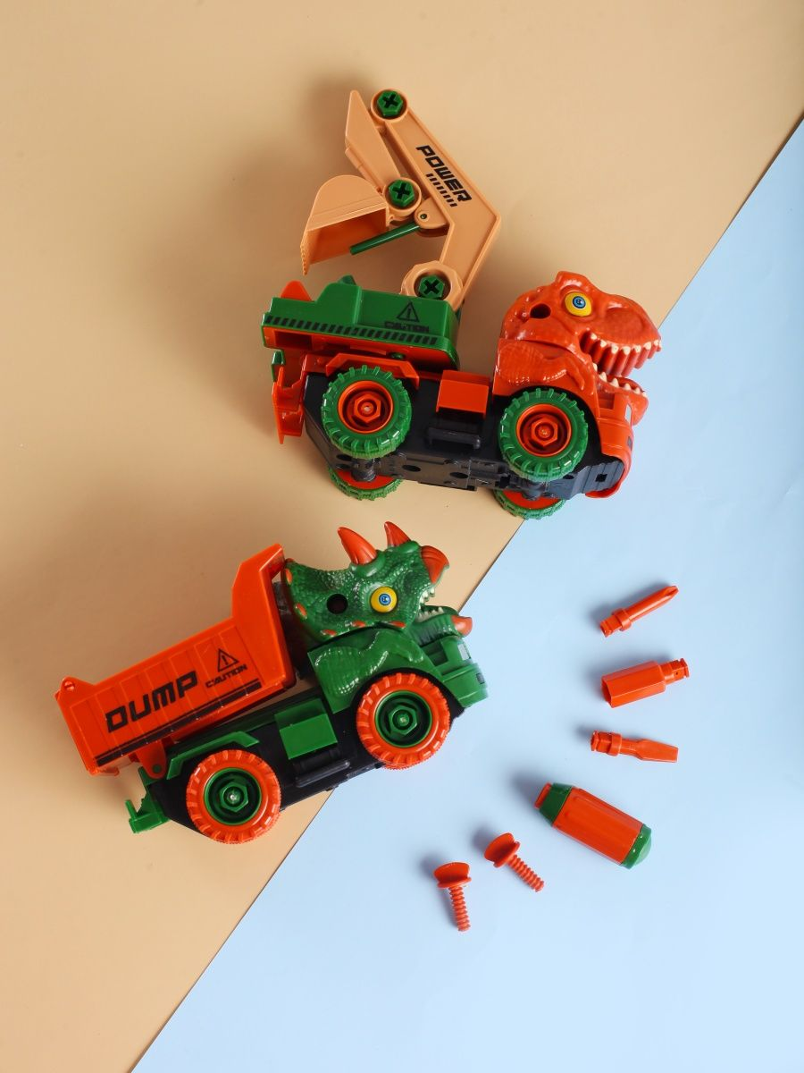 Набор инерционных машин конструкторов Limei Динозавр Самосвал Динозавр Экскаватор YH559-006AB