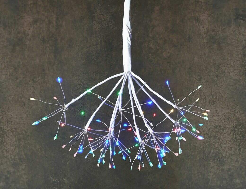 Подвесное светящееся украшение мерцающий, серебристый, 80 разноцветных мини LED-огней, 30 см, уличный, Edelman, Luca