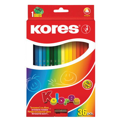 Карандаши цветные Kores, 36 цв.+ точилка