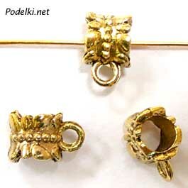 Фурнитура для бижутерии Бейл Цилиндр вогнутый 0002472 цвет золотой 8x7 мм, цена за 10 шт.