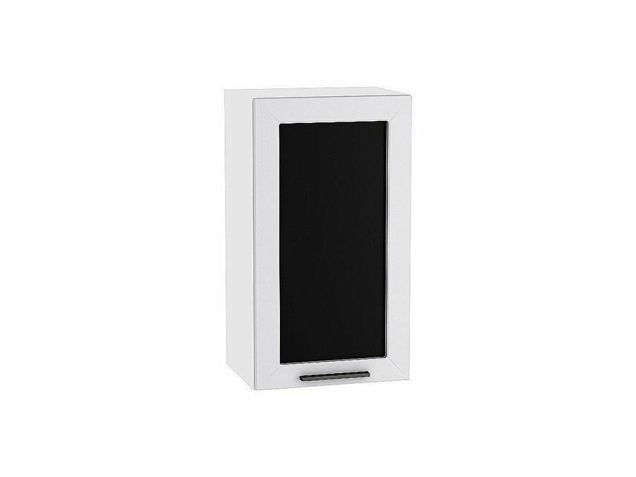 Настенный модуль для кухни Шкаф верхний с 1-ой остекленной дверцей Глетчер 716*400*318 Гейнсборо Силк / Белый