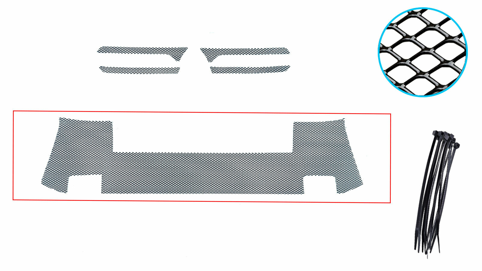 Защитная сетка радиатора для MITSUBISHI PAJERO SPORT 2016-2020 (III), низ, 1шт под парктроник