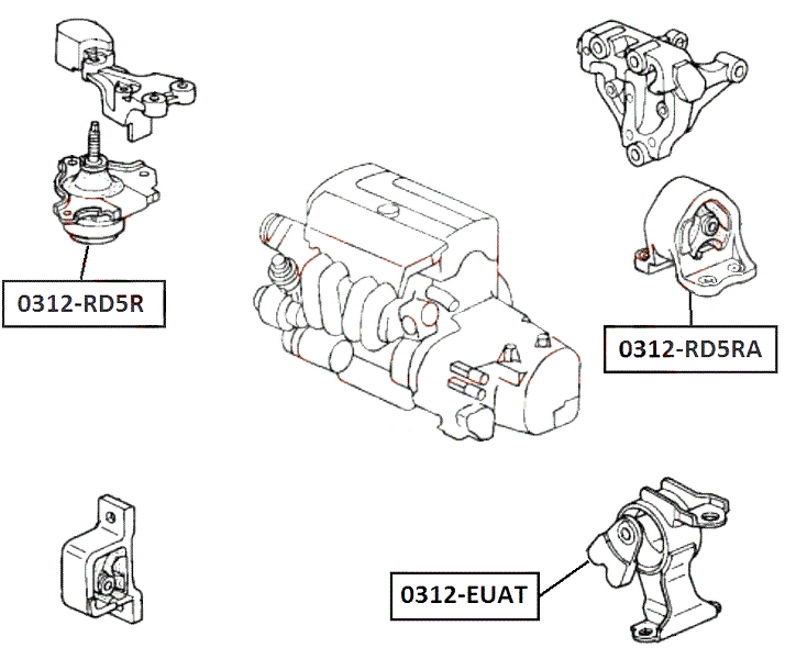 ASVA 0312-rd5ra подушка двигателя задняя at Honda (Хонда) Honda (Хонда) cr-v rd4 / rd5 / rd6 / rd7 / rd9 2001-2006