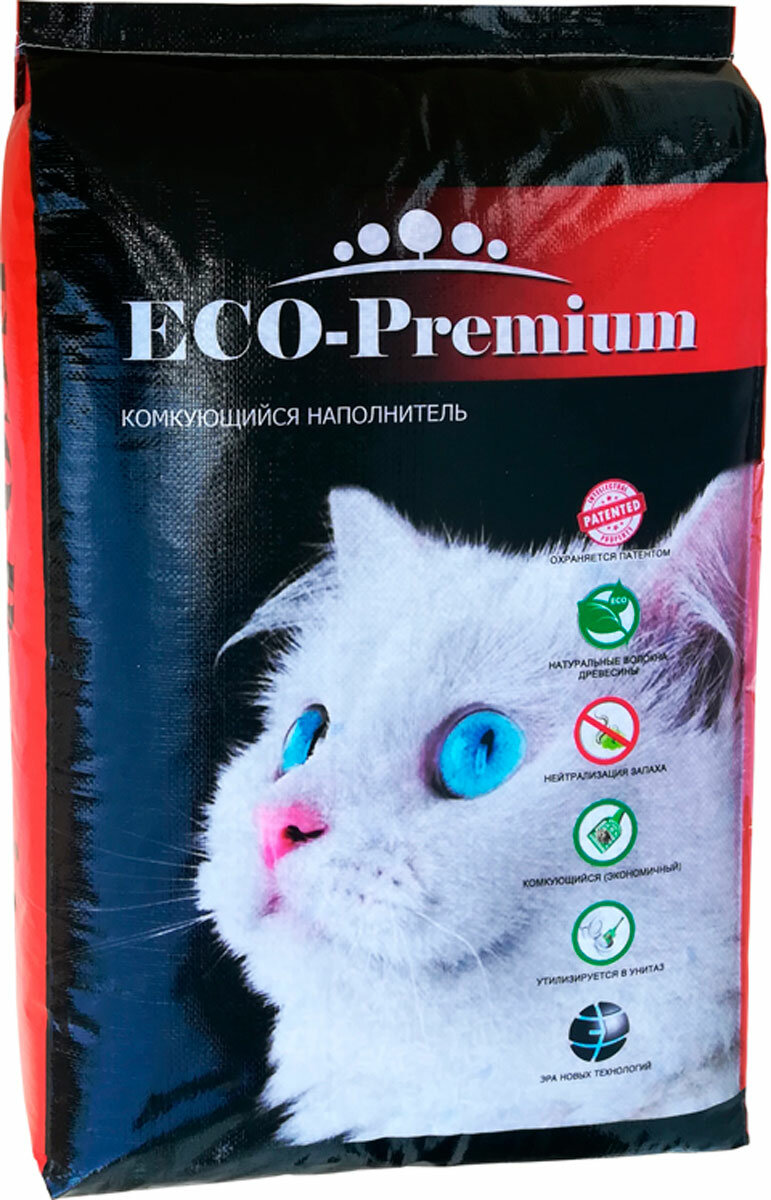ECO-PREMIUM GREEN наполнитель древесный комкующийся для туалета кошек без запаха зеленый (1,9 кг х 4 шт)
