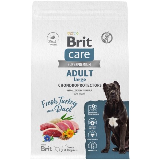 Корм сухой для собак крупных пород Brit CARE Dog Adult Large Chondroprotectors Поддержка суставов с индейкой и уткой 3кг
