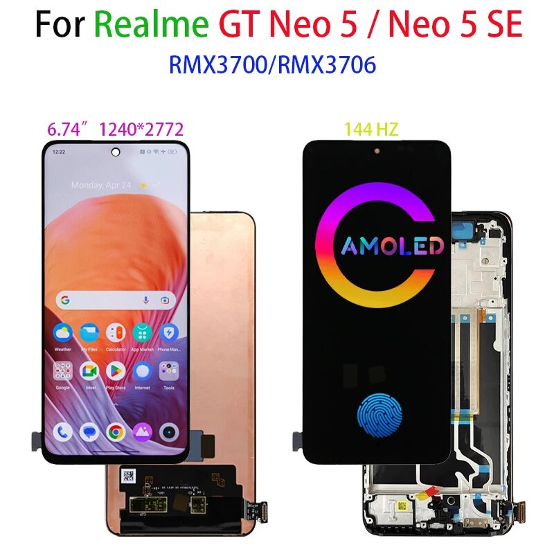 Оригинальный AMOLED для Realme GT Neo5 Neo 5 Neo 5 SE RMX3700 RMX3706, ЖК-дисплей, дигитайзер сенсорного экрана в сборе, запасные части No frame Neo 5 SE