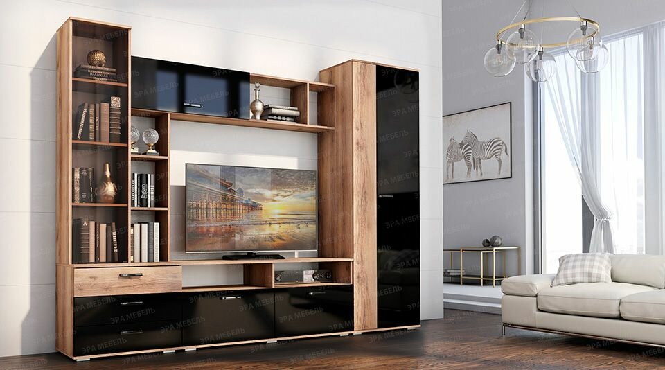 Комплект мебели для гостиной Крокус Делано/Черный глянец