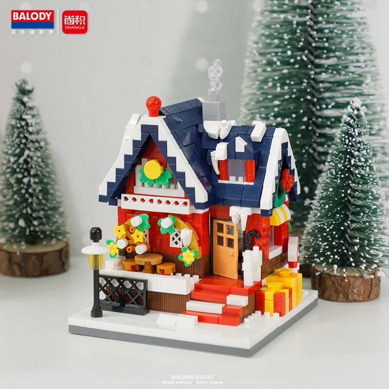 Конструктор 3D из миниблоков Balody Новогодний Домик с подарками, Рождество, 500 деталей - BA21147