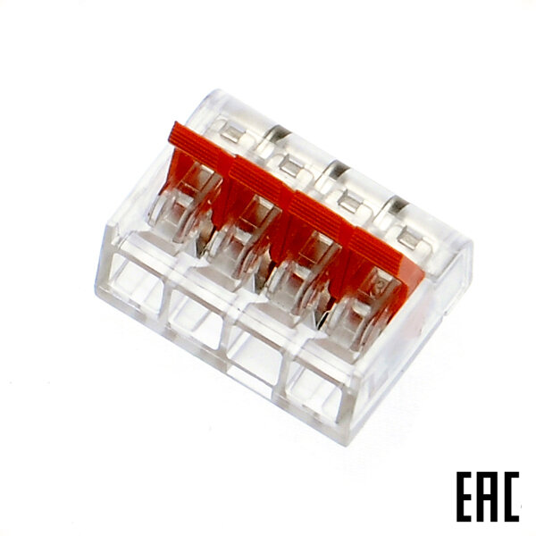 Зажим 18-214 безвинтовой 4х(0,14-4,0) кв. мм оранжевые клавиши (13 шт. в комплекте)