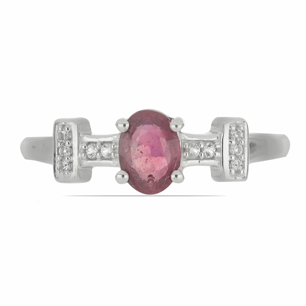 Кольцо, серебро, 925 проба, родирование, рубин, топаз