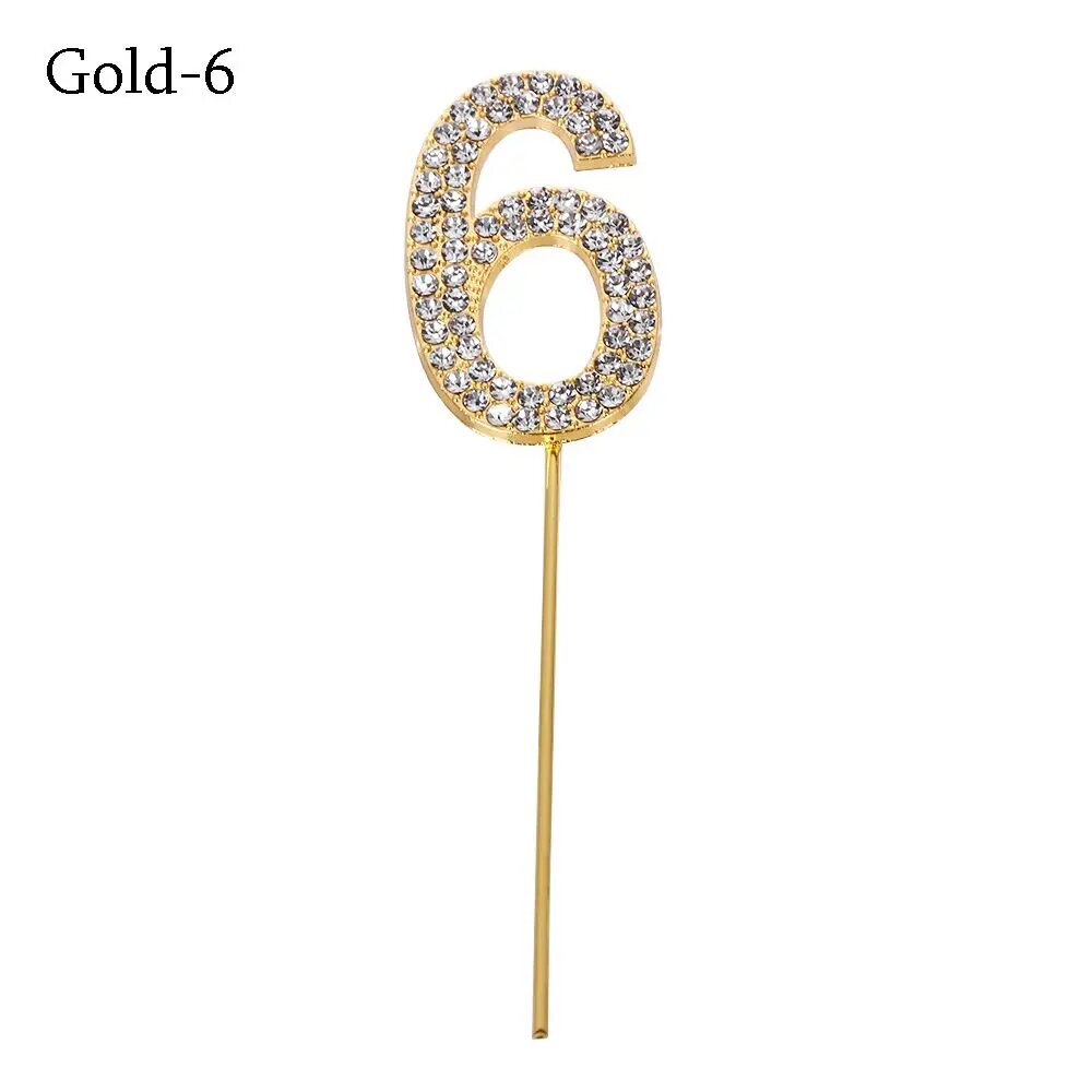 Золотой топпер для торта цифра 6, Gold-6