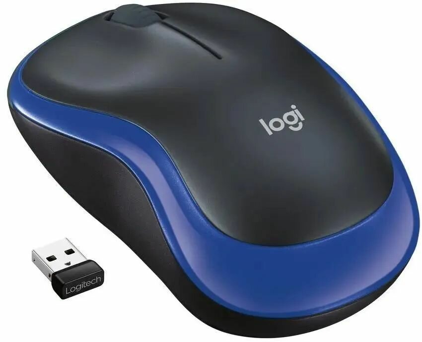 Мышь Logitech беспроводная M185 blue(USB, оптическая, 1000dpi) (910-002632)