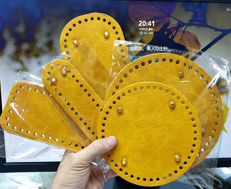 Высокое качество овальное с круглым дном для вязаной сумки из искусственной кожи, формирователь основы, женские сумки, аксессуары для сумок ручной работы «сделай сам» 8X18cm-1pc, Желтый