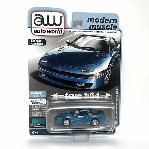 Машинка Auto World 1/64 #001-1991 Mitsubishi 3000GT VR 4 Blue #2 Simulation Die-cast Alloy Car Model Collection Toy Children Gift