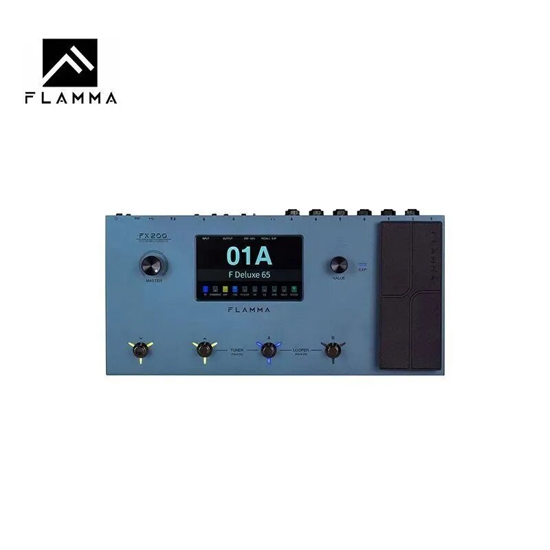 FLAMMA FX200 Blue Гитарная педаль с несколькими эффектами и сенсорным ЖК-экраном 58 моделей предусилителей 30 моделей кабинетов