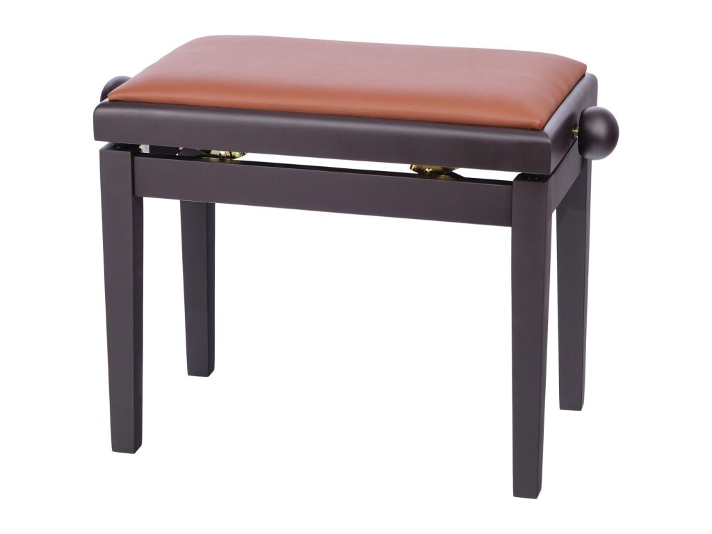 HY-PJ018A-SATIN-RW Банкетка регулируемая, ножки матовый палисандр, обивка коричневый кожзам, Rin