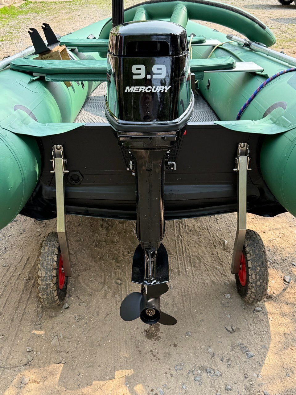 Транцевые колеса для лодки ПВХ универсальные 260 мм быстросъемные, лазурный