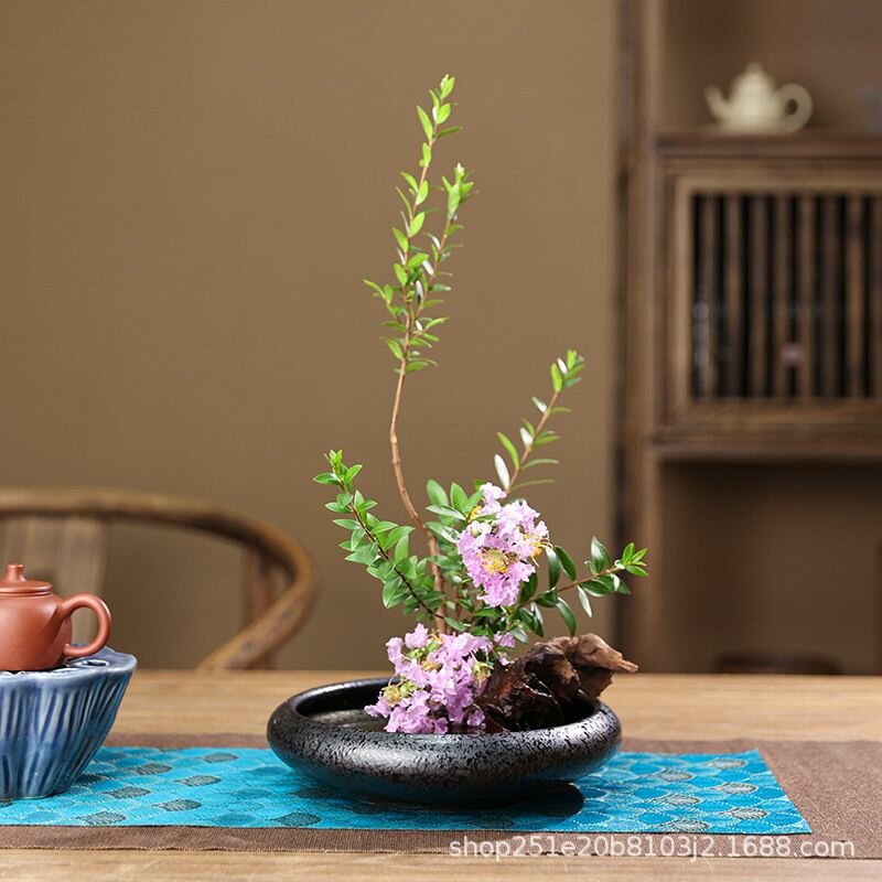 GR.Decor. Ваза для кензана Нэоко, керамика, черная, 4,5 см