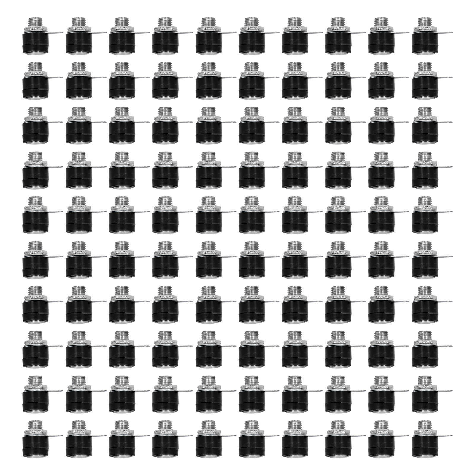 100 штук 4-мм банановых разъёмов, гнёзд, клеммных колодок, перекрёстных соединителей, штекеров, гнёзд, клеммных постов, клемм — чёрные.