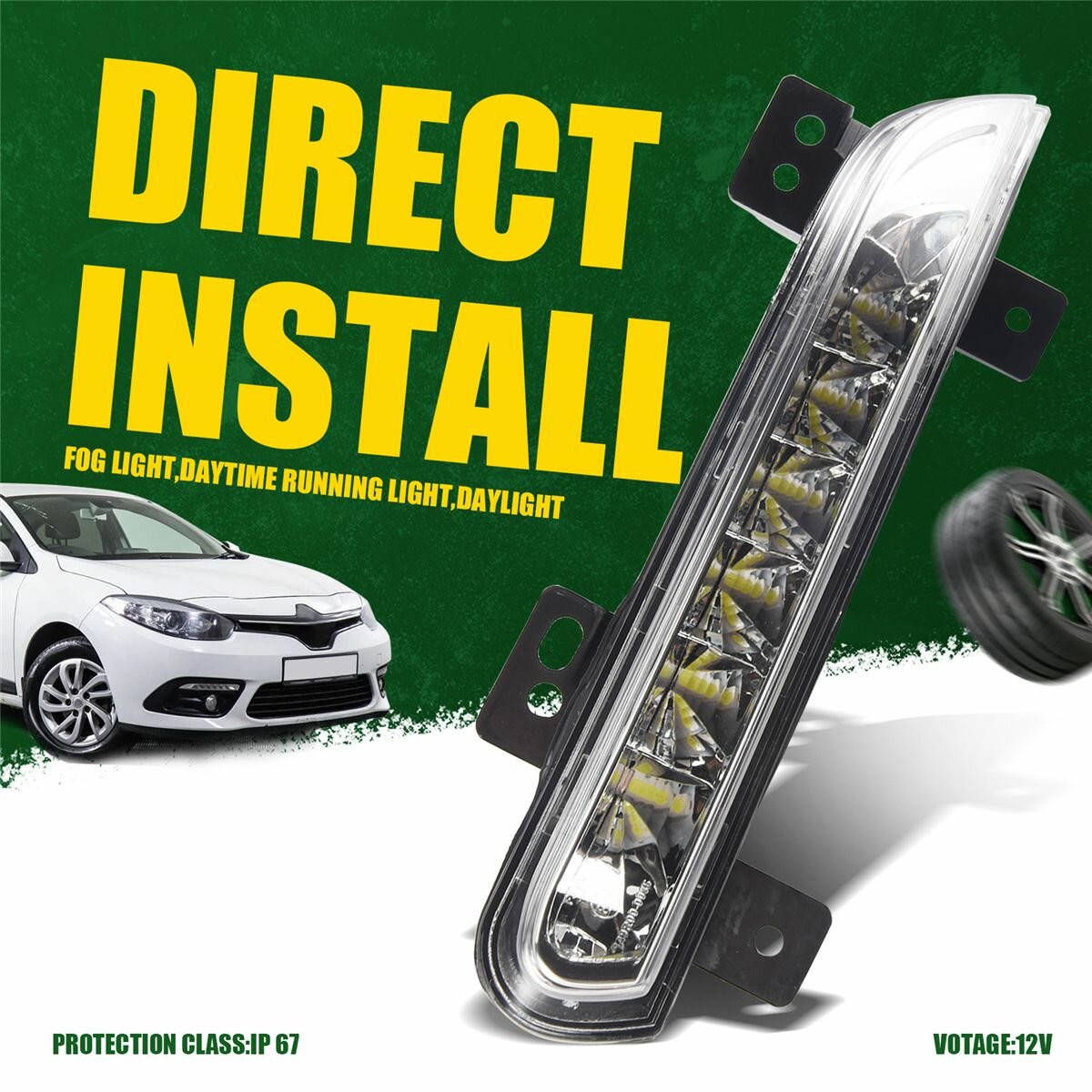 Автомобильный передний левый светодиодный противотуманный фонарь DRL для Fluence 2014 + Автомобильная фара вождения дневного света Бамперная лампа