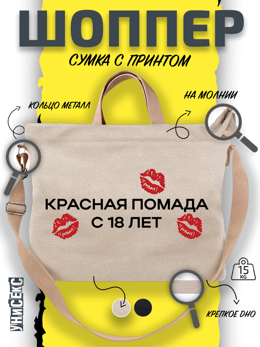 Сумка  шоппер y2k через плечо помада
