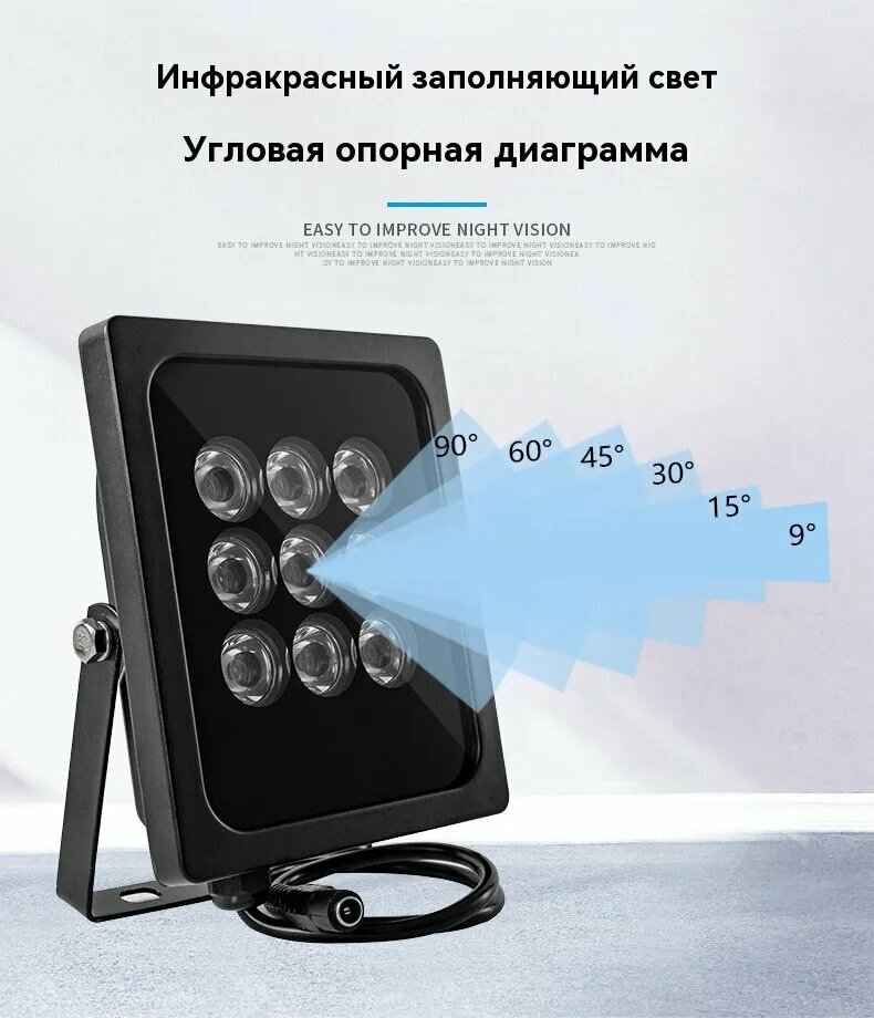 Прожектор KDM-6046C для видеонаблюдения, с ИК-датчиком, дальность 80 м